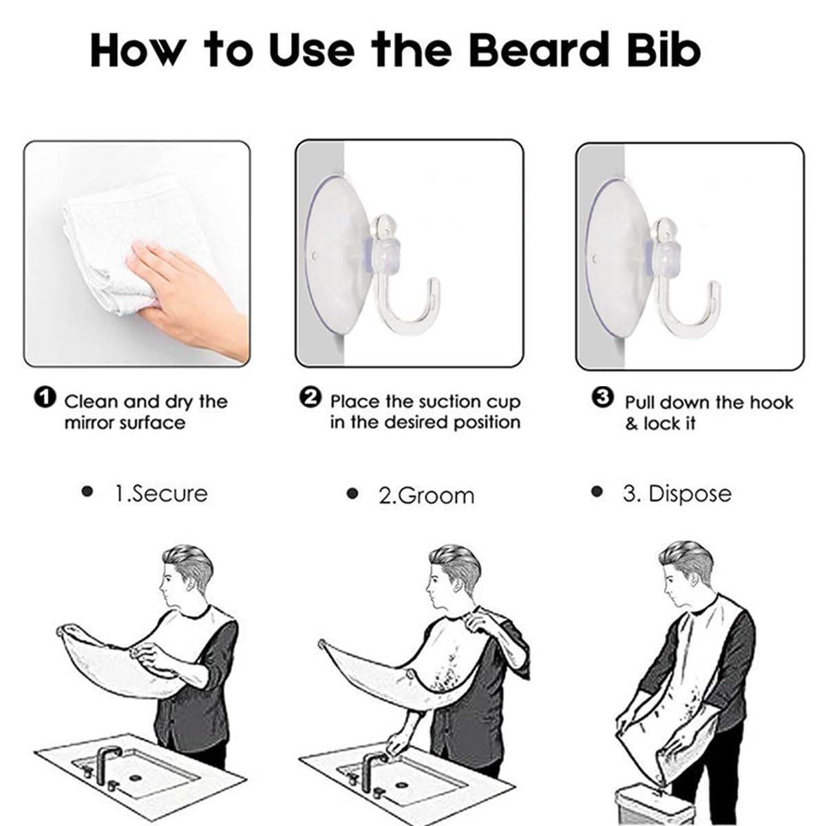 NGUP Beard bib for Man Shaving Tool Hair Clippings Beard Trimming Bib Non-Stick Beard Apron Hair Catcher Cloth Father's Day gift for Dad Boyfreind Husband