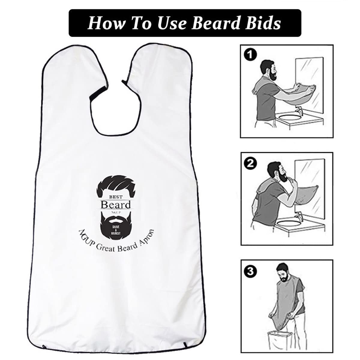 NGUP Beard bib for Man Shaving Tool Hair Clippings Beard Trimming Bib Non-Stick Beard Apron Hair Catcher Cloth Father's Day gift for Dad Boyfreind Husband