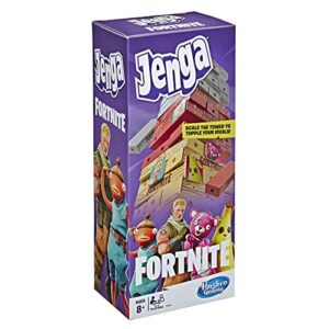 hasbro gaming jenga: fortnite edition game, wooden block stacking tower game for fortnite fans, ages 8 & up