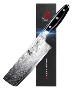 tuo nakiri knife - vegetable cleaver knife 6.5-inch high carbon stainless steel - japanese kitchen knives with g10 full tang handle - black hawk-s knives including gift box