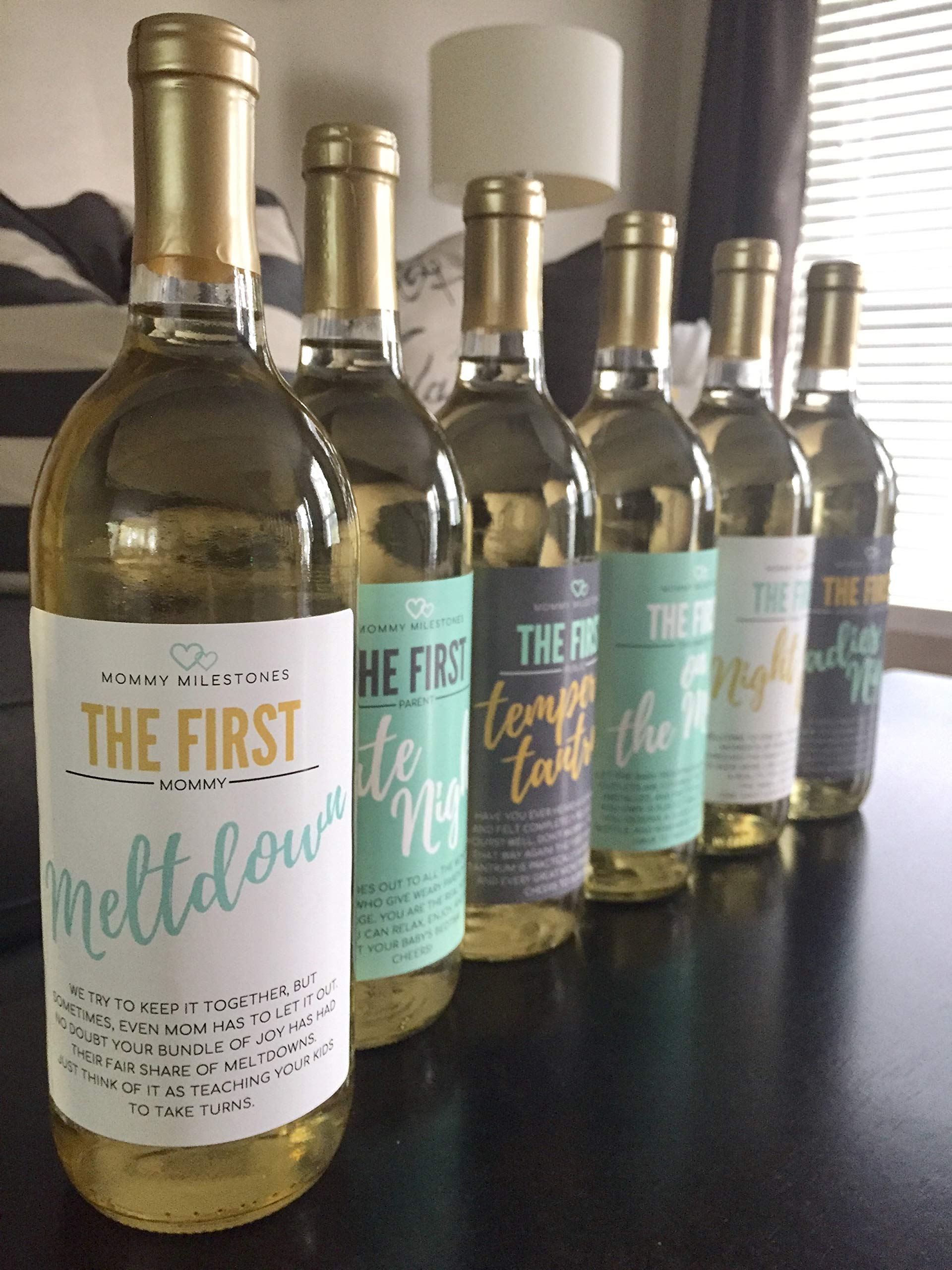 6 Mommy's First Milestone Wine Labels and Stickers, Great Baby Shower and Pregnancy Gift Ideas for Mom To Be, Funny Mom's First Moments After Having New Baby Girl or Boy – By Harper & Ivy Designs