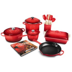 le creuset 16 piece cookware set (cerise)