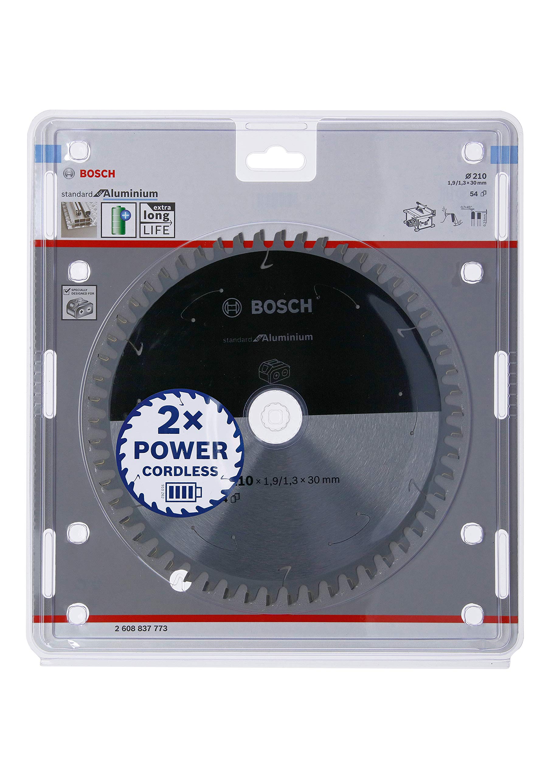 Bosch Professional Circular Saw Blade Standard (for Aluminium, 210 x 30 x 1.9 mm, 54 Teeth; Accessories: Cordless Circular Saw)