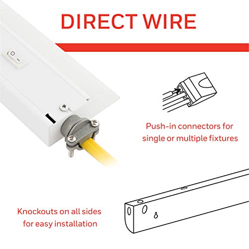 UltraPro 24 inch Hardwired Under Cabinet Lights, On/Off Only, 2700K Warm White, Under Cabinet Lighting, Under Counter Lights for Kitchen 44112