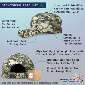 Camo Baseball Cap Custom Personalized Text Cotton Hunting Dad Hats for Men & Women Strap Closure Pixel Digital Camo