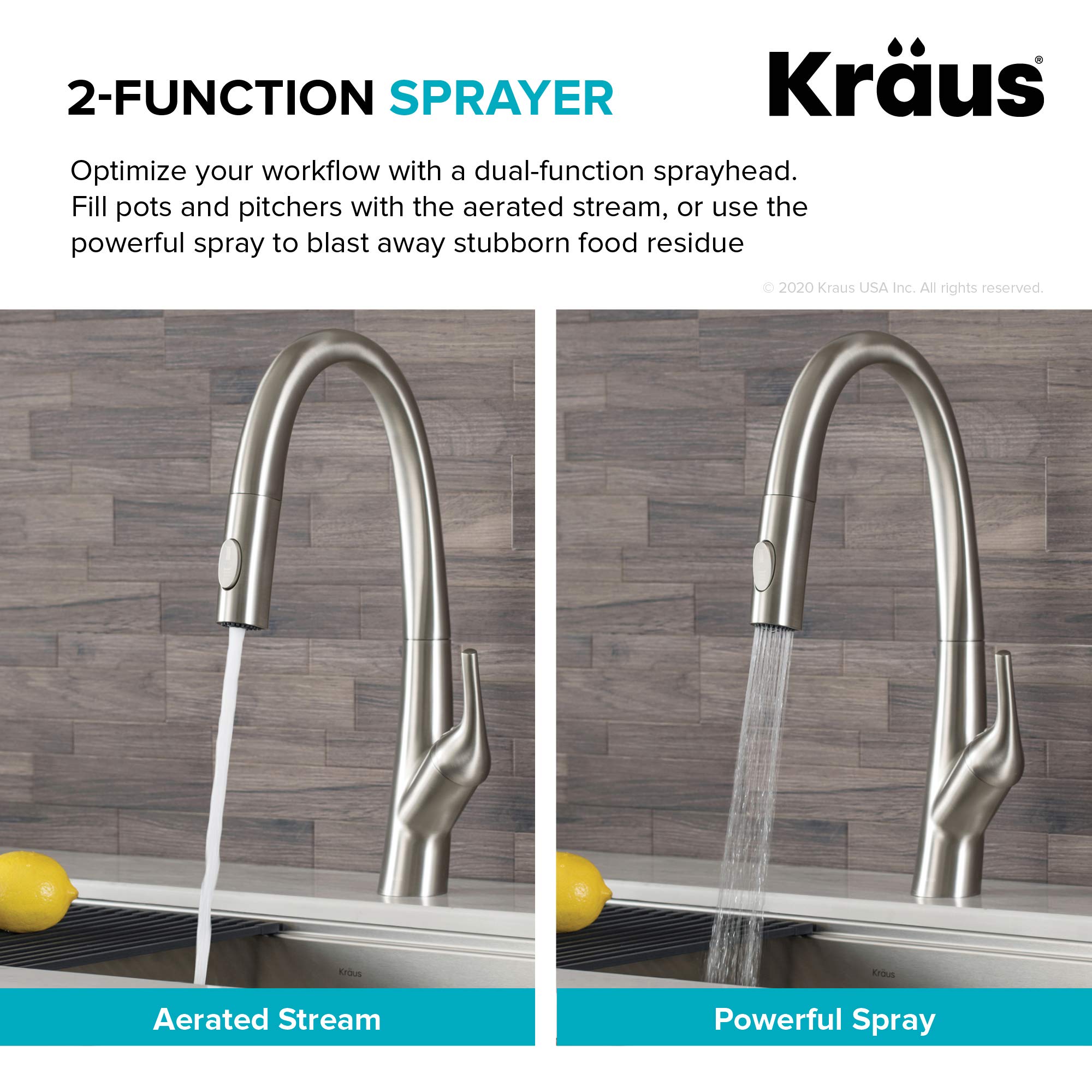 KRAUS Arqo M Single Handle Pull-Down Kitchen Faucet in Spot Free Stainless Steel, KPF-2523SFS