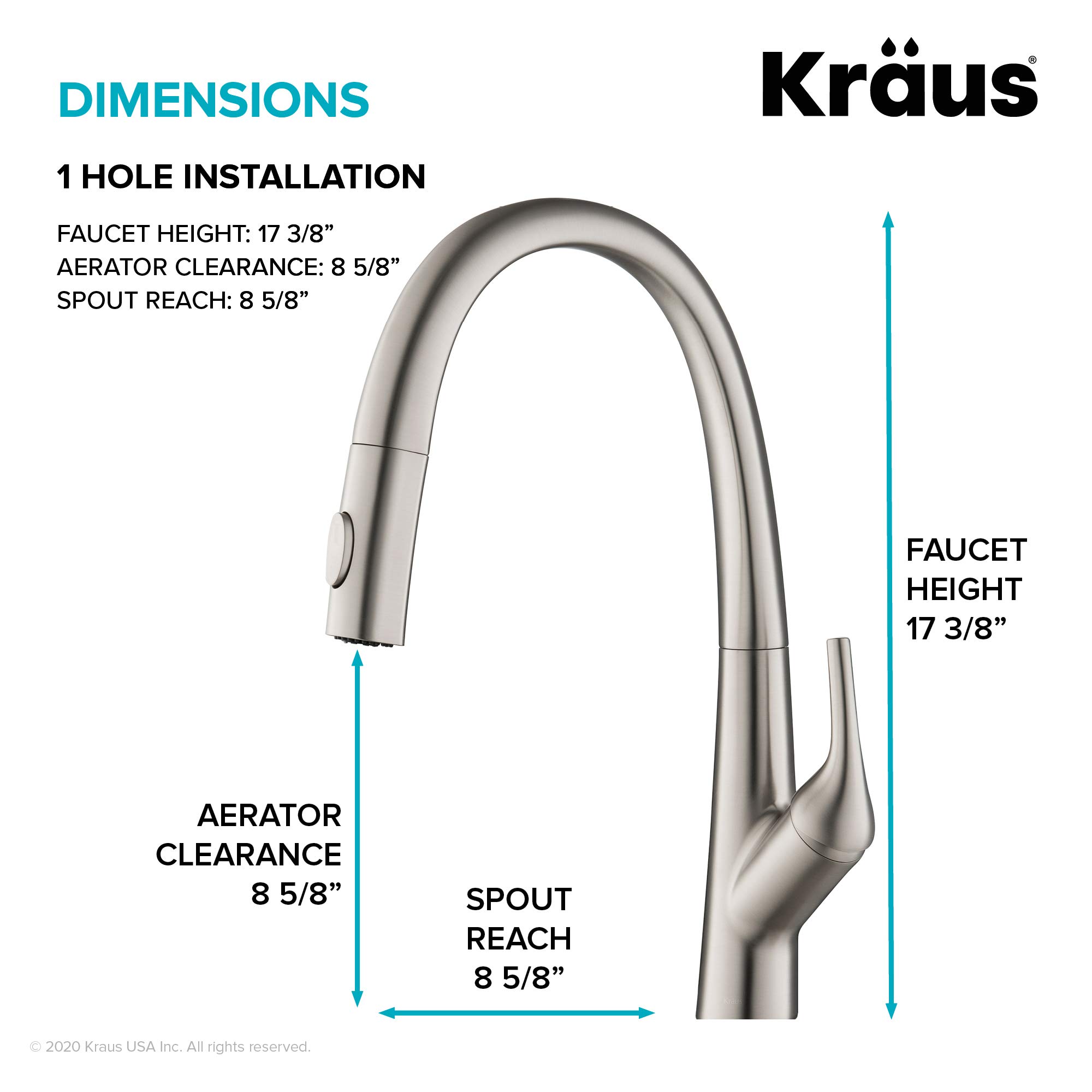 KRAUS Arqo M Single Handle Pull-Down Kitchen Faucet in Spot Free Stainless Steel, KPF-2523SFS