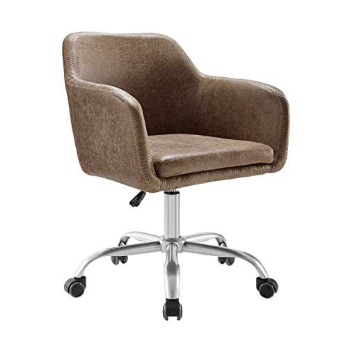 Linon Home Décor Brooklyn Silver Office Chair, Brown