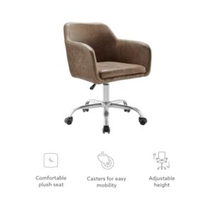 Linon Home Décor Brooklyn Silver Office Chair, Brown