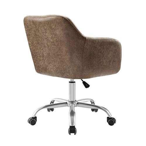 Linon Home Décor Brooklyn Silver Office Chair, Brown