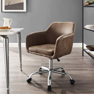 Linon Home Décor Brooklyn Silver Office Chair, Brown