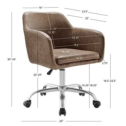 Linon Home Décor Brooklyn Silver Office Chair, Brown