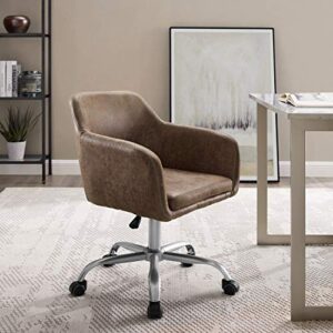 Linon Home Décor Brooklyn Silver Office Chair, Brown