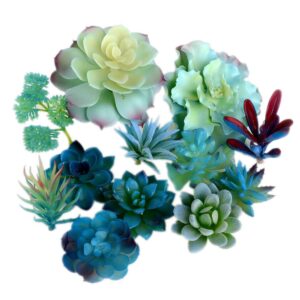 veronica key artificial blue succulent plants plastic fake flower arrangement for home garden office desk decoration pack of 10