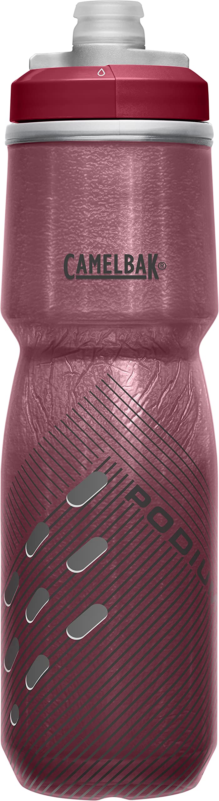 CamelBak Podium Chill Insulated Bike Water Bottle - Easy Squeeze Bottle - Fits Most Bike Cages - 24oz, Burgunday Perforated