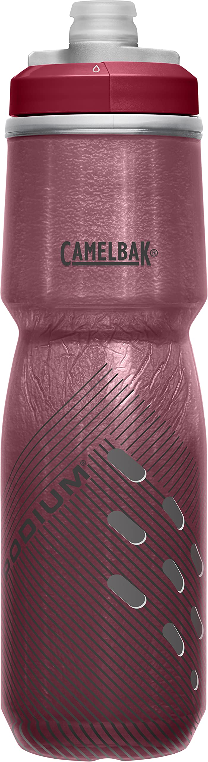 CamelBak Podium Chill Insulated Bike Water Bottle - Easy Squeeze Bottle - Fits Most Bike Cages - 24oz, Burgunday Perforated