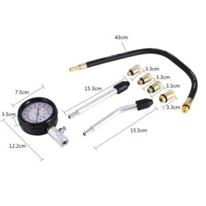 Professional Petrol Gas Engine Compression Tester, Test Gauge Kit Car Motorcycle Garage Tools with Case