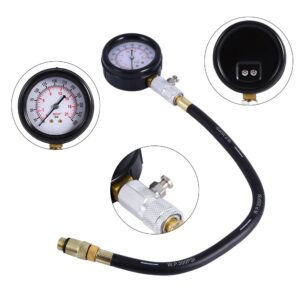 Professional Petrol Gas Engine Compression Tester, Test Gauge Kit Car Motorcycle Garage Tools with Case