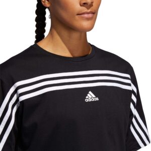 adidas Women's Must Haves Ringer 3-Stipes T-Shirt (Small, Black/White)