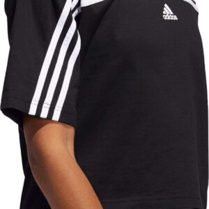 adidas Women's Must Haves Ringer 3-Stipes T-Shirt (Small, Black/White)