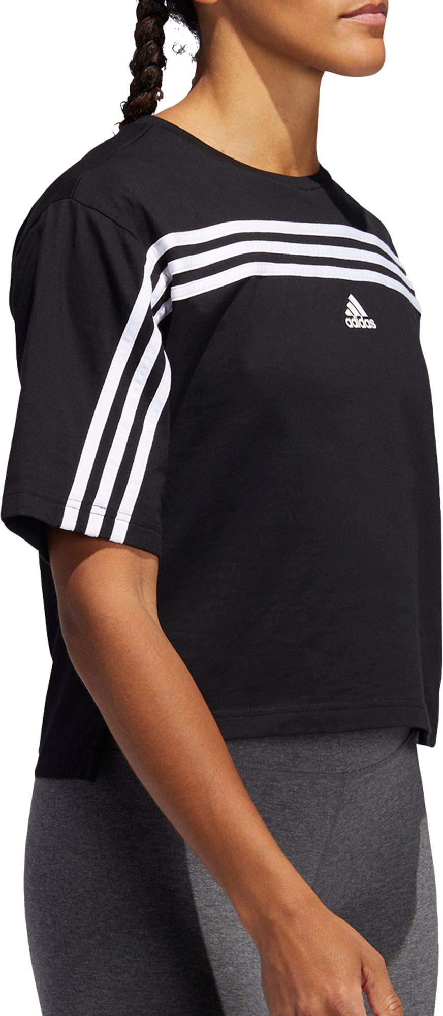 adidas Women's Must Haves Ringer 3-Stipes T-Shirt (Small, Black/White)