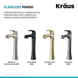 Kraus KVF-1210MB Esta Single Handle Vessel Bathroom Faucet with Pop-Up Drain, Matte Black