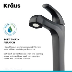 Kraus KVF-1210MB Esta Single Handle Vessel Bathroom Faucet with Pop-Up Drain, Matte Black