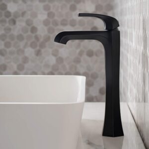 Kraus KVF-1210MB Esta Single Handle Vessel Bathroom Faucet with Pop-Up Drain, Matte Black