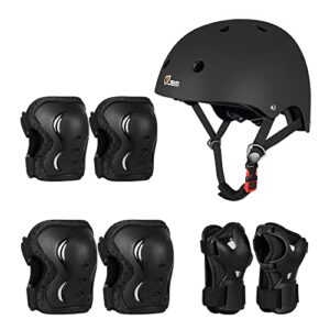 jbm youth & adult full protective gear set, multi-sport helmet, knee pads and elbow pads with wrist guards, full protection