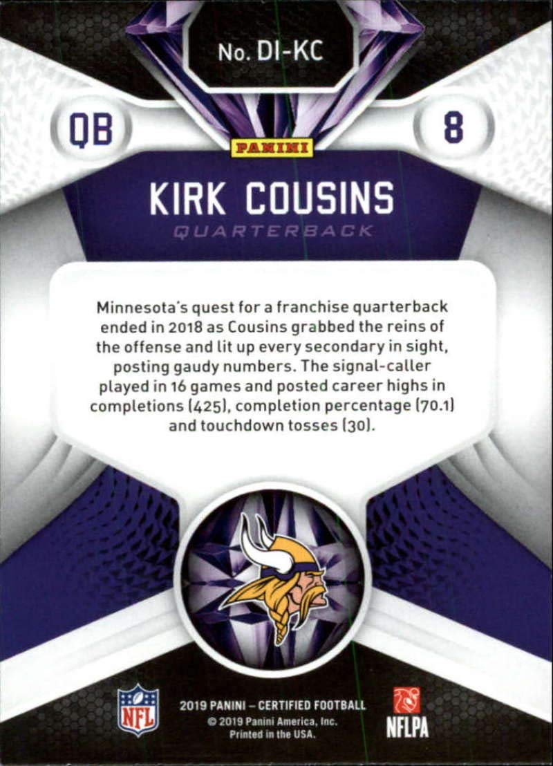 2019 Certified Diamonds NFL #6 Kirk Cousins Minnesota Vikings Official Panini Football Trading Card