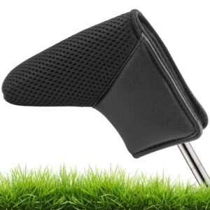 golf head covers putter headcover leather and meshy all black golf club protector fit for all brands