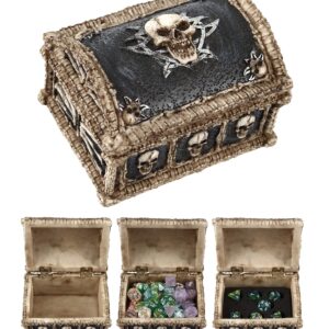 Forged Dice Co. Deluxe Skull and Bones Dice Storage Chest Box - Container Holds up to 10 Sets of Polyhedral Dice or 70 Individual Dice with Foam Insert for Polyhedral 7 Dice Set