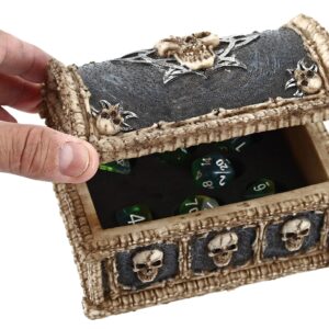 Forged Dice Co. Deluxe Skull and Bones Dice Storage Chest Box - Container Holds up to 10 Sets of Polyhedral Dice or 70 Individual Dice with Foam Insert for Polyhedral 7 Dice Set