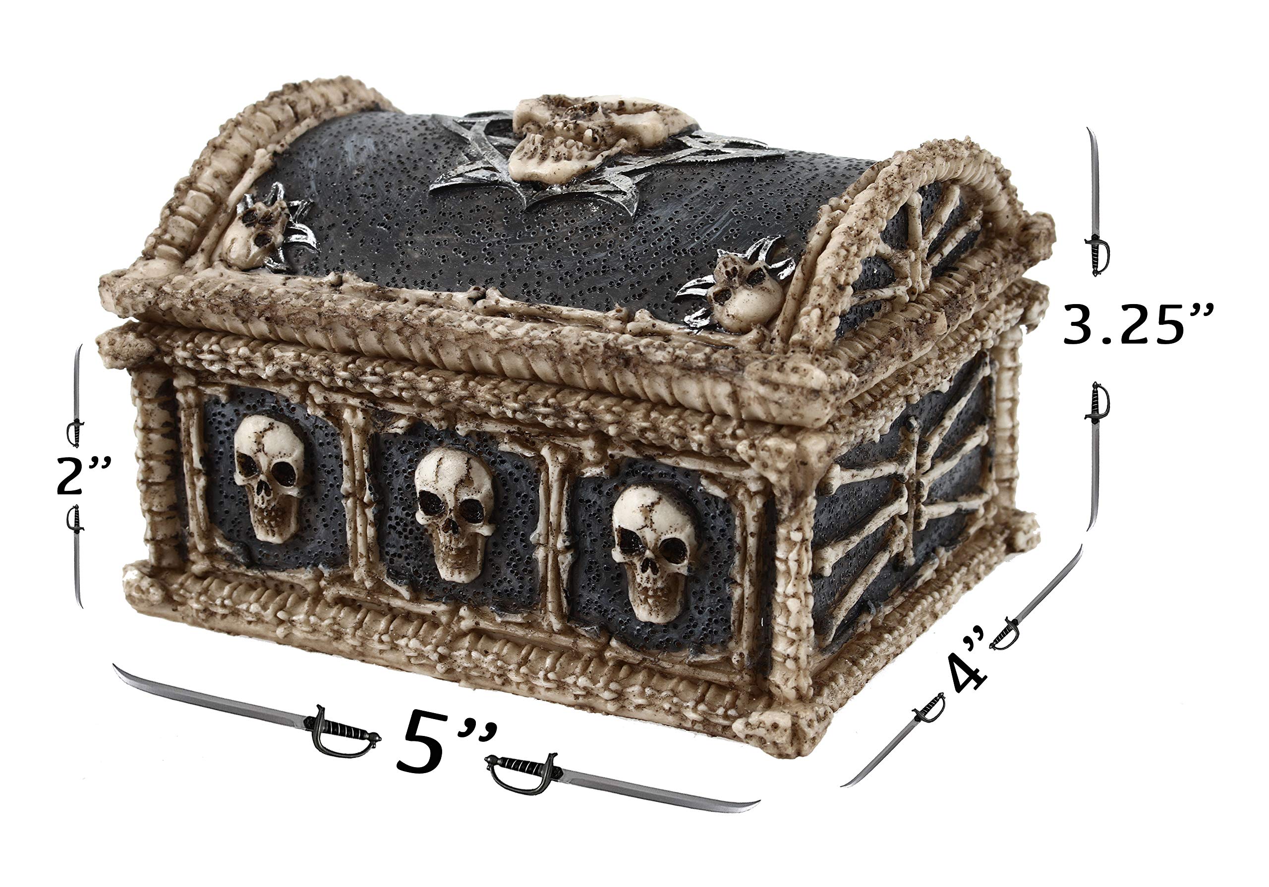 Forged Dice Co. Deluxe Skull and Bones Dice Storage Chest Box - Container Holds up to 10 Sets of Polyhedral Dice or 70 Individual Dice with Foam Insert for Polyhedral 7 Dice Set