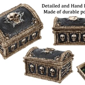 Forged Dice Co. Deluxe Skull and Bones Dice Storage Chest Box - Container Holds up to 10 Sets of Polyhedral Dice or 70 Individual Dice with Foam Insert for Polyhedral 7 Dice Set