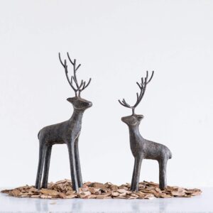 Creative Co-Op Metal Standing Deer Figures and Figurines, 13.25", Grey