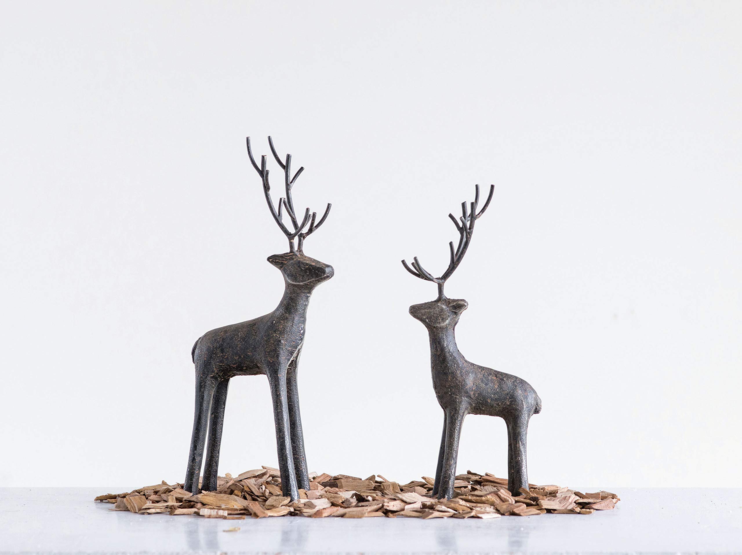 Creative Co-Op Metal Standing Deer Figures and Figurines, 13.25", Grey