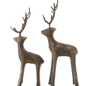 Creative Co-Op Metal Standing Deer Figures and Figurines, 13.25", Grey