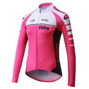 catena women's cycling jersey long sleeve shirt running top moisture wicking workout sports t-shirt womens summer tops rose