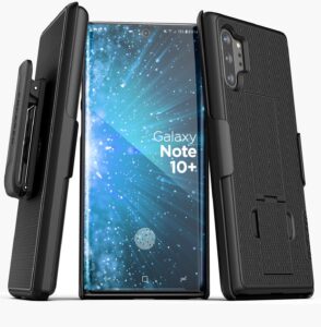 encased galaxy note 10 plus belt clip case (2019 duraclip) ultra slim cover with holster, matte black (samsung note 10+)