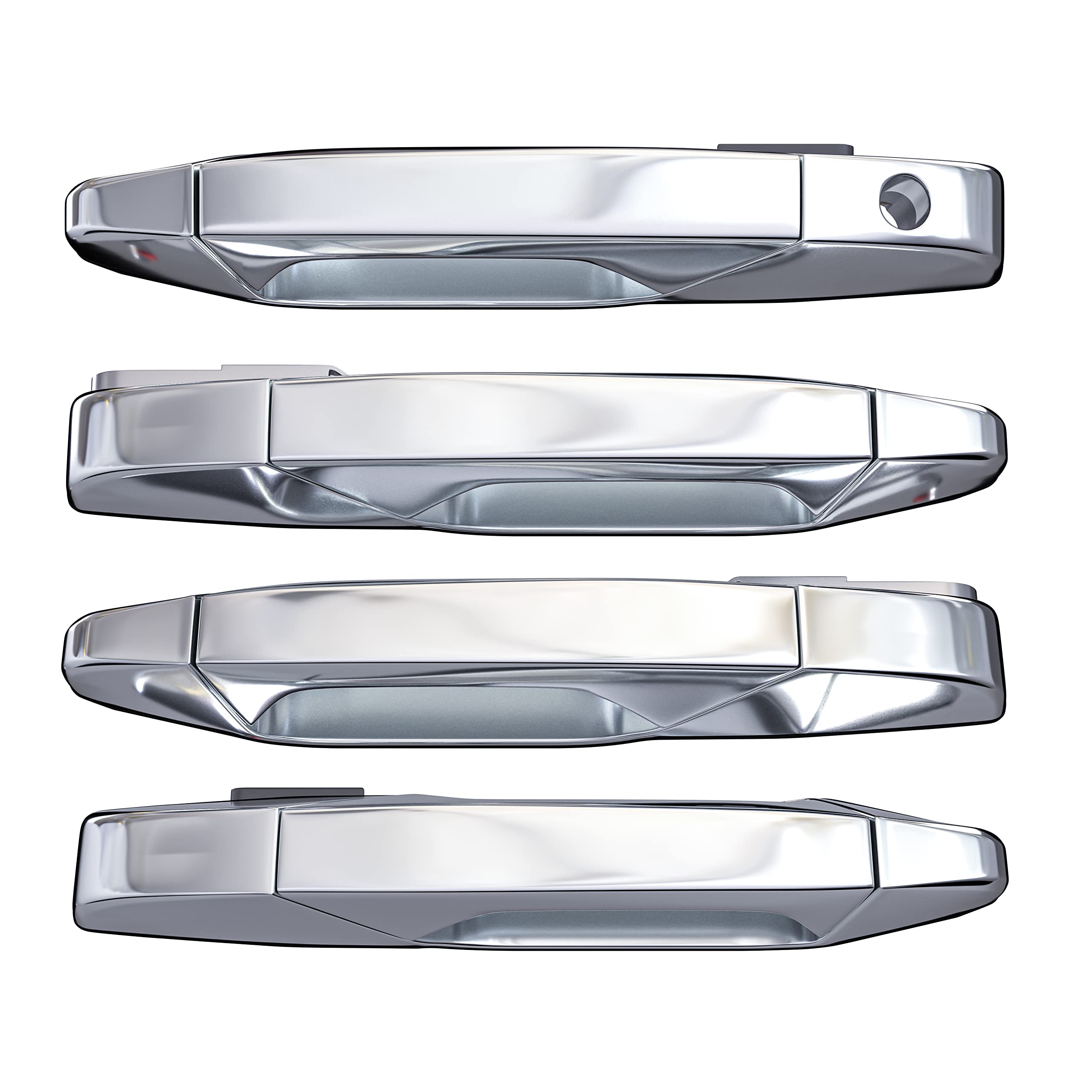 Exterior Chrome Door Handle Set of 4 - Compatible with Chevy, Cadillac & GMC Vehicles - 2007-2014 Silverado, Tahoe, Escalade, Sierra, Yukon, Avalanche - Replaces 15915659, 22738721, 22738722