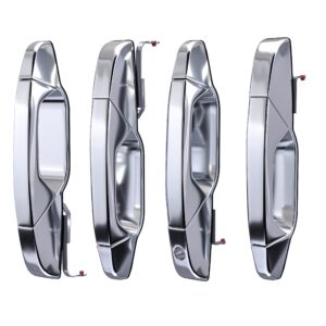 Exterior Chrome Door Handle Set of 4 - Compatible with Chevy, Cadillac & GMC Vehicles - 2007-2014 Silverado, Tahoe, Escalade, Sierra, Yukon, Avalanche - Replaces 15915659, 22738721, 22738722