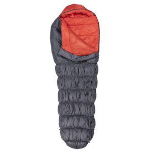 klymit wild aspen lightweight dual fill mummy sleeping bag, bag, 0°f cold weather sleeping bag for camping, hiking, and backpacking, gray, large