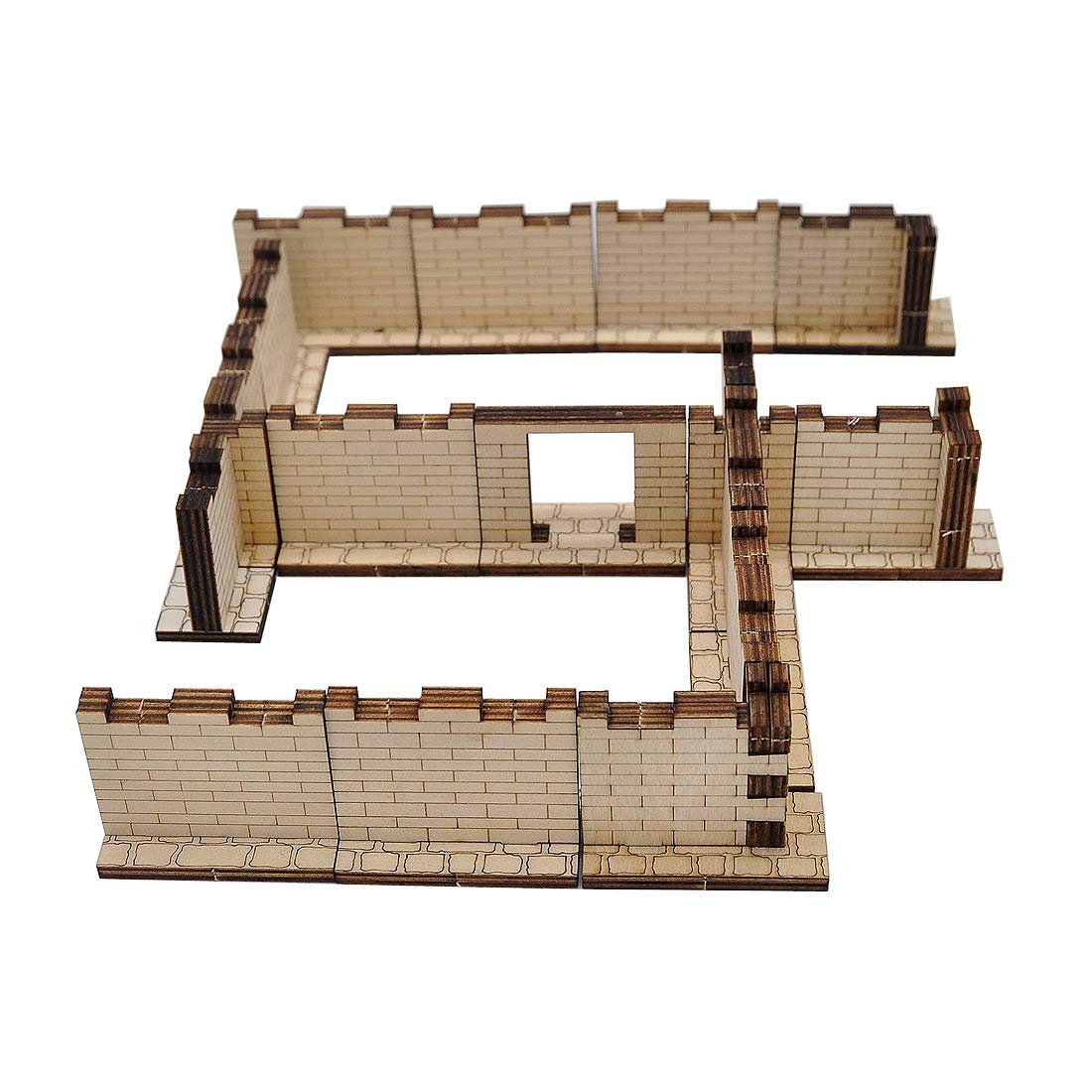 Dungeon Brick Walls (Set of 16) Wood Laser Cut 2" x 1" 3D Modular Terrain Tiles 28mm Scale Perfect for D&D, Dungeons & Dragons, Warhammer and Other Tabletop RPG