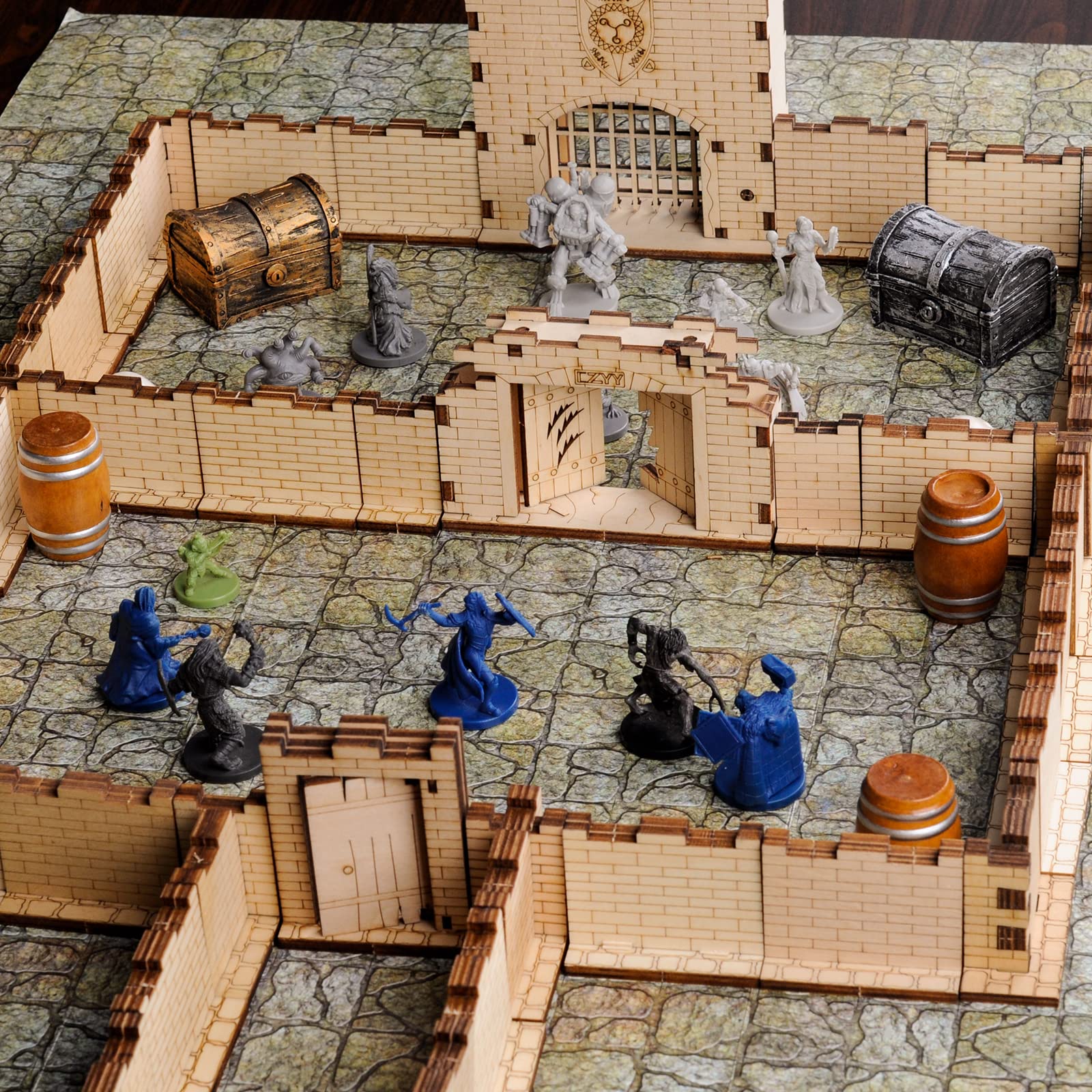 Dungeon Brick Walls (Set of 16) Wood Laser Cut 2" x 1" 3D Modular Terrain Tiles 28mm Scale Perfect for D&D, Dungeons & Dragons, Warhammer and Other Tabletop RPG