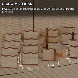 Dungeon Brick Walls (Set of 16) Wood Laser Cut 2" x 1" 3D Modular Terrain Tiles 28mm Scale Perfect for D&D, Dungeons & Dragons, Warhammer and Other Tabletop RPG