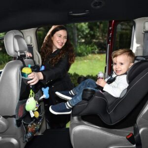 Jeep J is Deluxe Backseat Car Organizer, Kickmat Seat Protector, Universal Design with Pockets, Bottle Holder, Touch Screen Enabled Tablet Holder and Removable Travel Pouch, Snack, Toys, Gadget