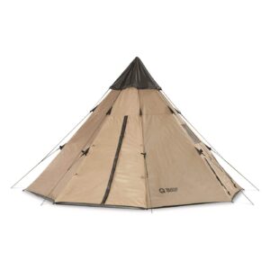 Guide Gear 10' x 10' Teepee Tent for Adults Outdoor Camping, 2-Person, Instant Easy Set-Up Waterproof 4-Season Tents for Backpacking, Hiking