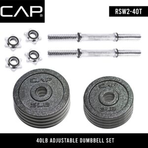 CAP Barbell RSW2-40T 40-Pound Adjustable Dumbbell Weight Set, a. Black, 40 LB, Pair