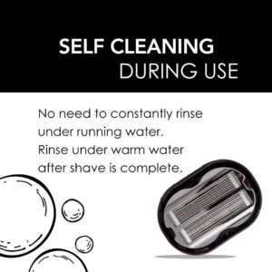 Premium Omnishaver - Black - The Fastest Way to Shave Head, Legs, Arms, Body | Self-Cleans During Use, No Rinsing During Shave, Water Saving Eco-Friendly, Self-Stropping Blades